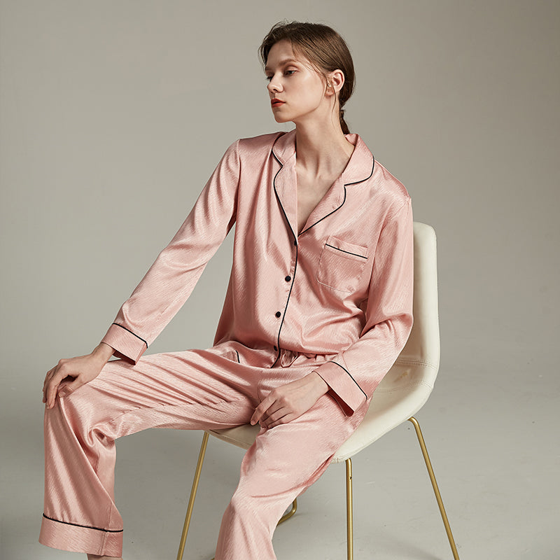 Satin soft and skin-friendly thin pajama set——Rose – Mint Moment
